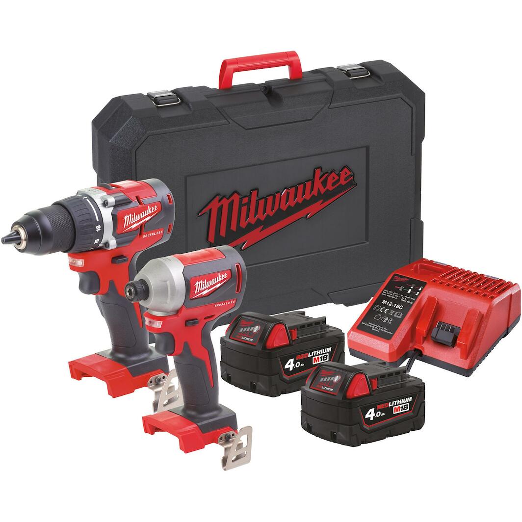MILWAUKEE M18 CBLPP2B-402C compact cordless power tool set CBLDD ...