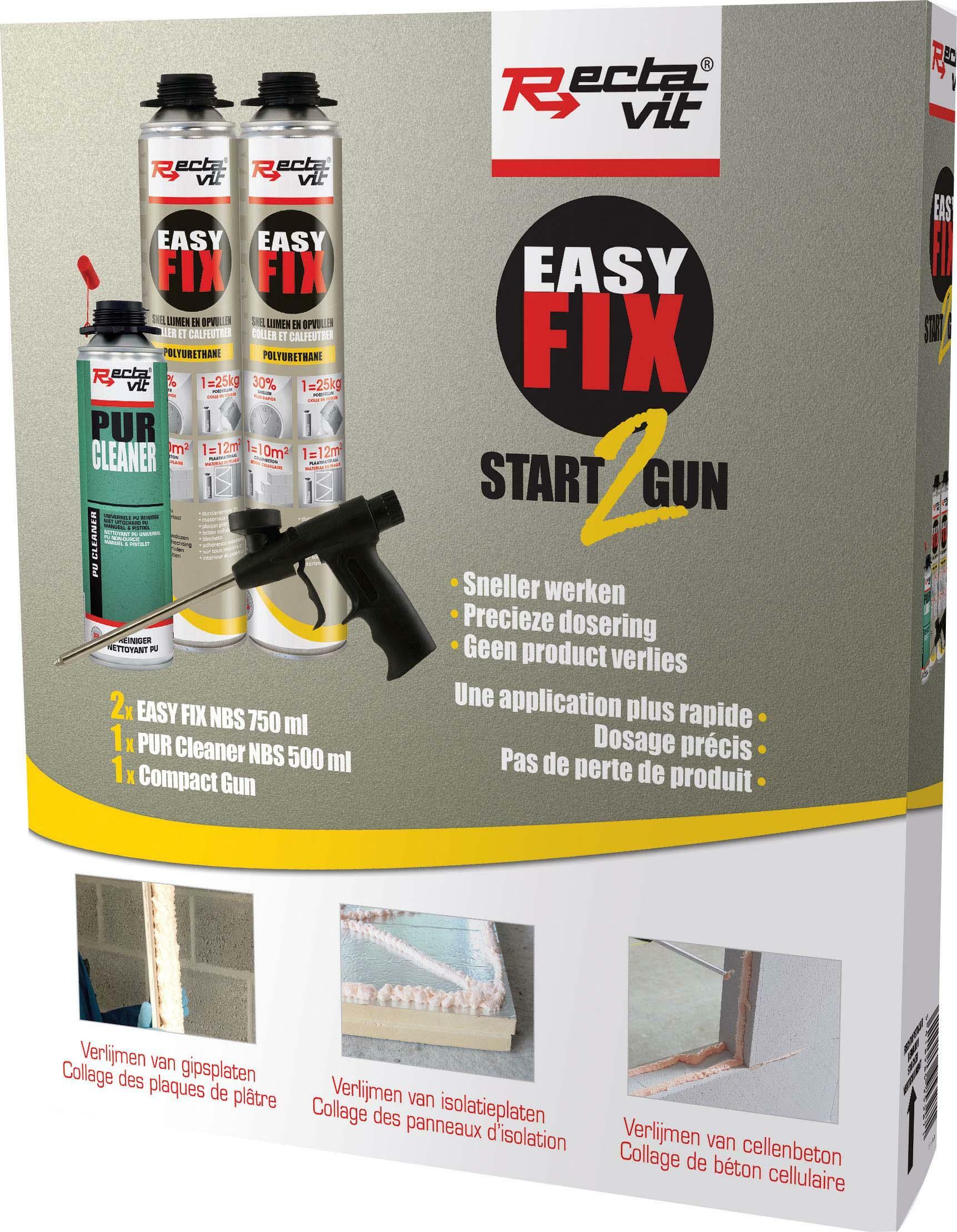 RECTAVIT Easy Fix Start2Gun Combibox one-component polyurethane mounting adhesive set, ideal for ...