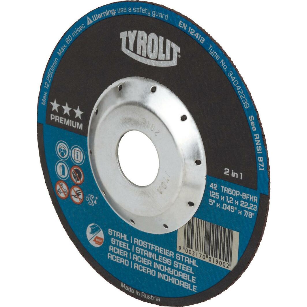 TYROLIT 34472852 Premium cut-off wheel for angle grinders 42F 125x1,2x22,23 A46Q-BFP | Klium