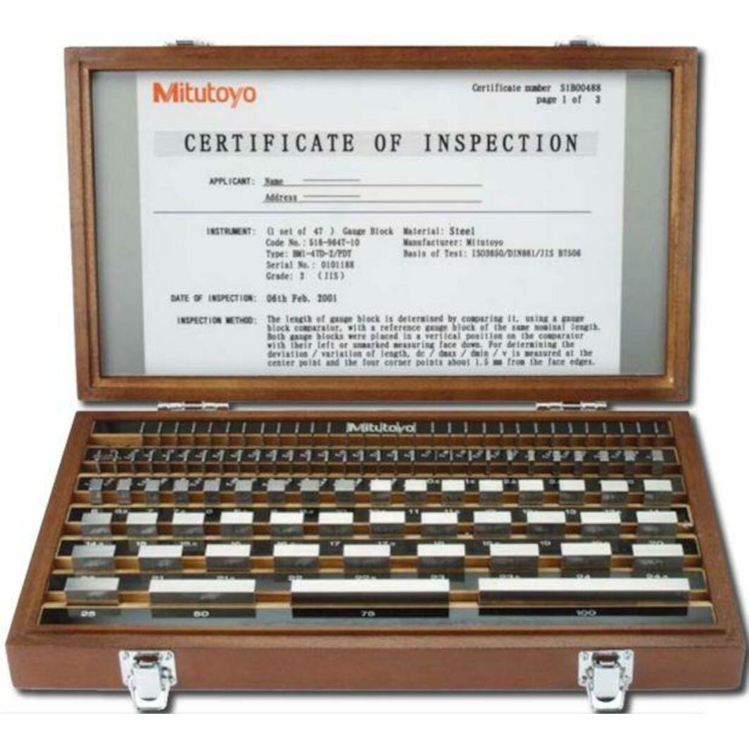 MITUTOYO 516-966-10 end mat set with inspection certificate, class 0 ...