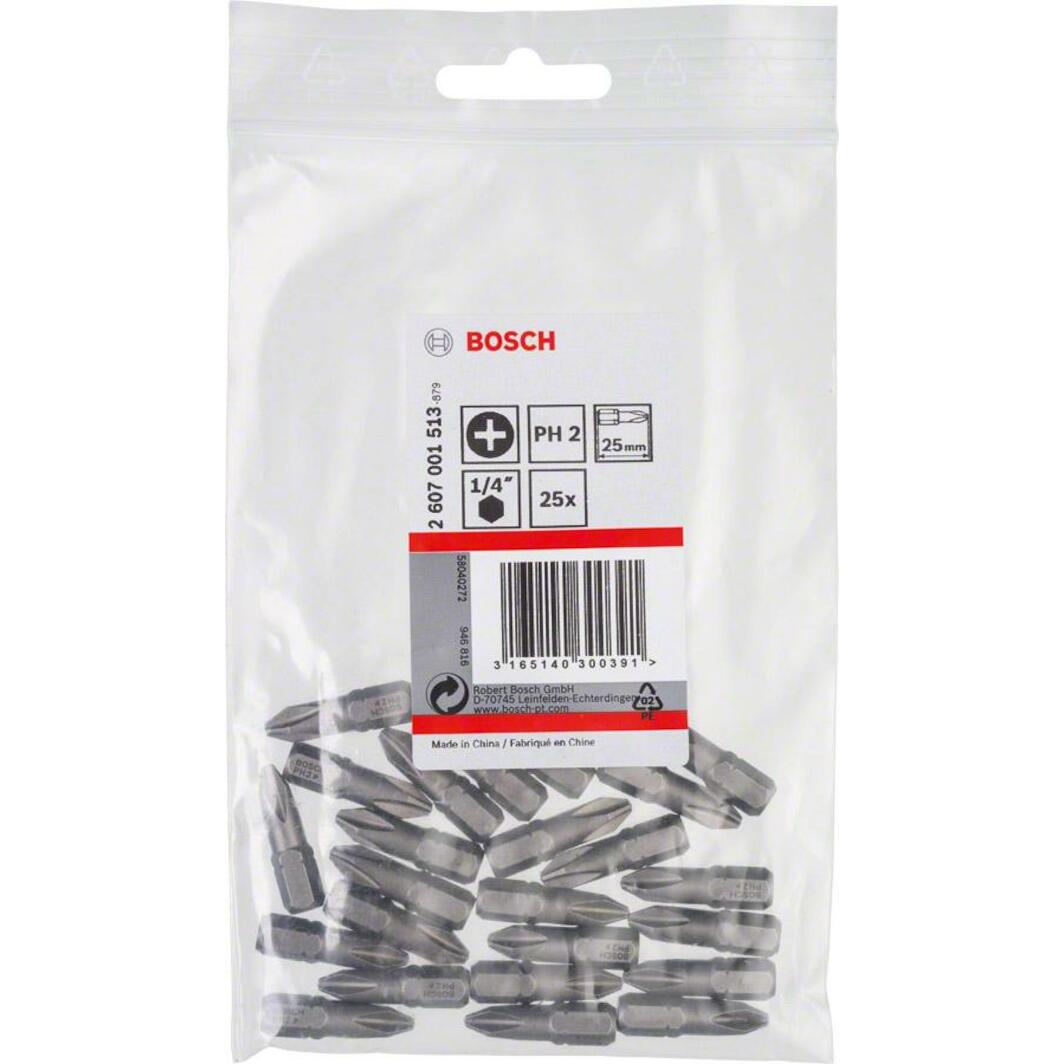 BOSCH 2607001513 screwdriver bit Extra Hard PH2, 25 mm (25 pc) | Klium