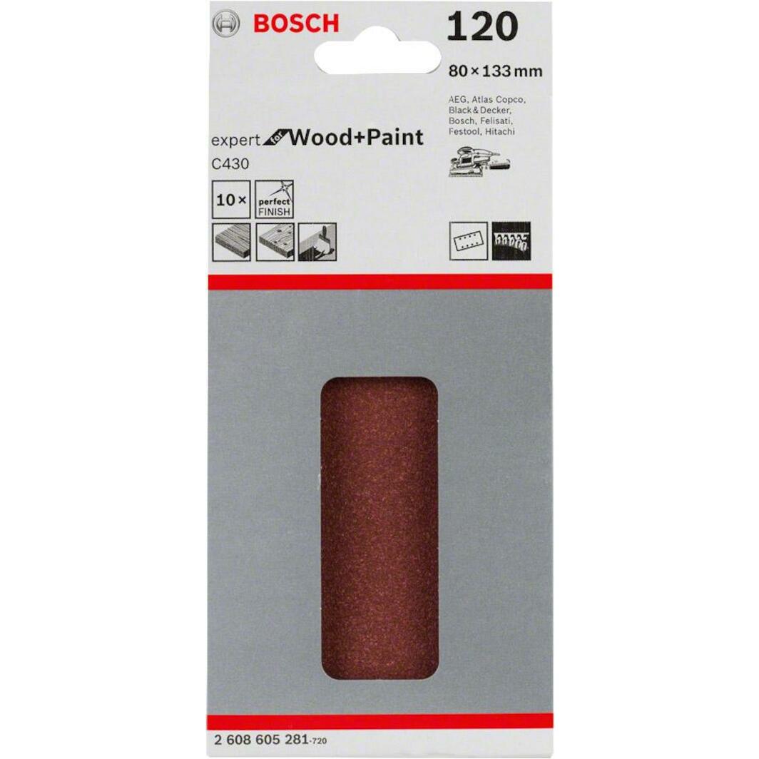BOSCH 2608605281 sanding sheet C430 Expert for Wood and Paint, 80 x 133 ...