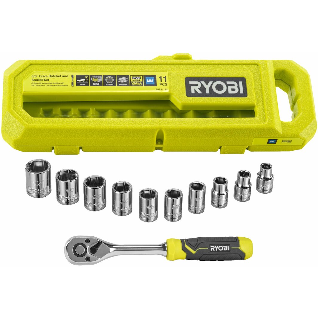 RYOBI RHRS11PC ratchet and socket set 3/8" in case 11-piece ...