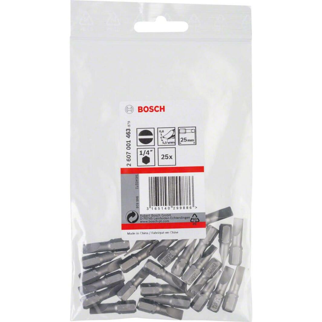 BOSCH 2607001463 screw bit Extra Hard S 0.8x5.5, 25 mm (25 pcs) | Klium