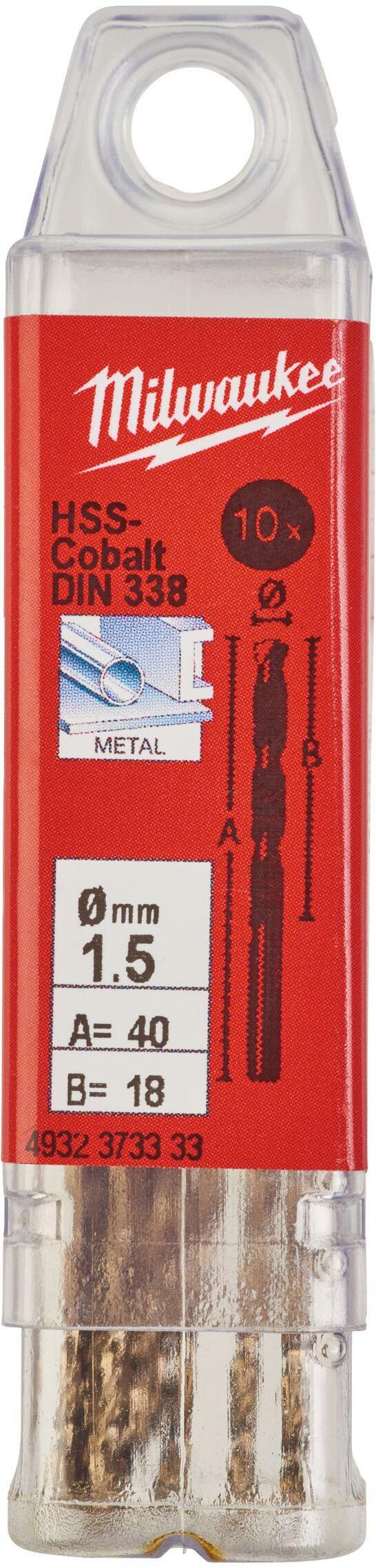 MILWAUKEE 4932373333 HSS-G Cobalt metal drill bit 1.5x40mm (10 pcs) | Klium