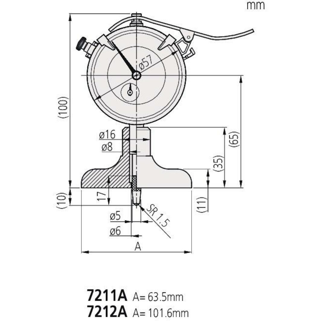 MITUTOYO 7231A depth gauge with measuring bell, reverse spindle 0-200mm ...