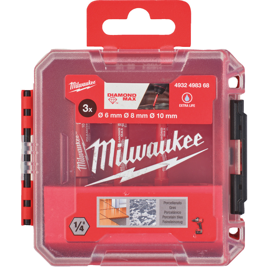 MILWAUKEE 4932498368 diamond drill bit set DIAMOND MAX PLUS HEX wet/dry ...