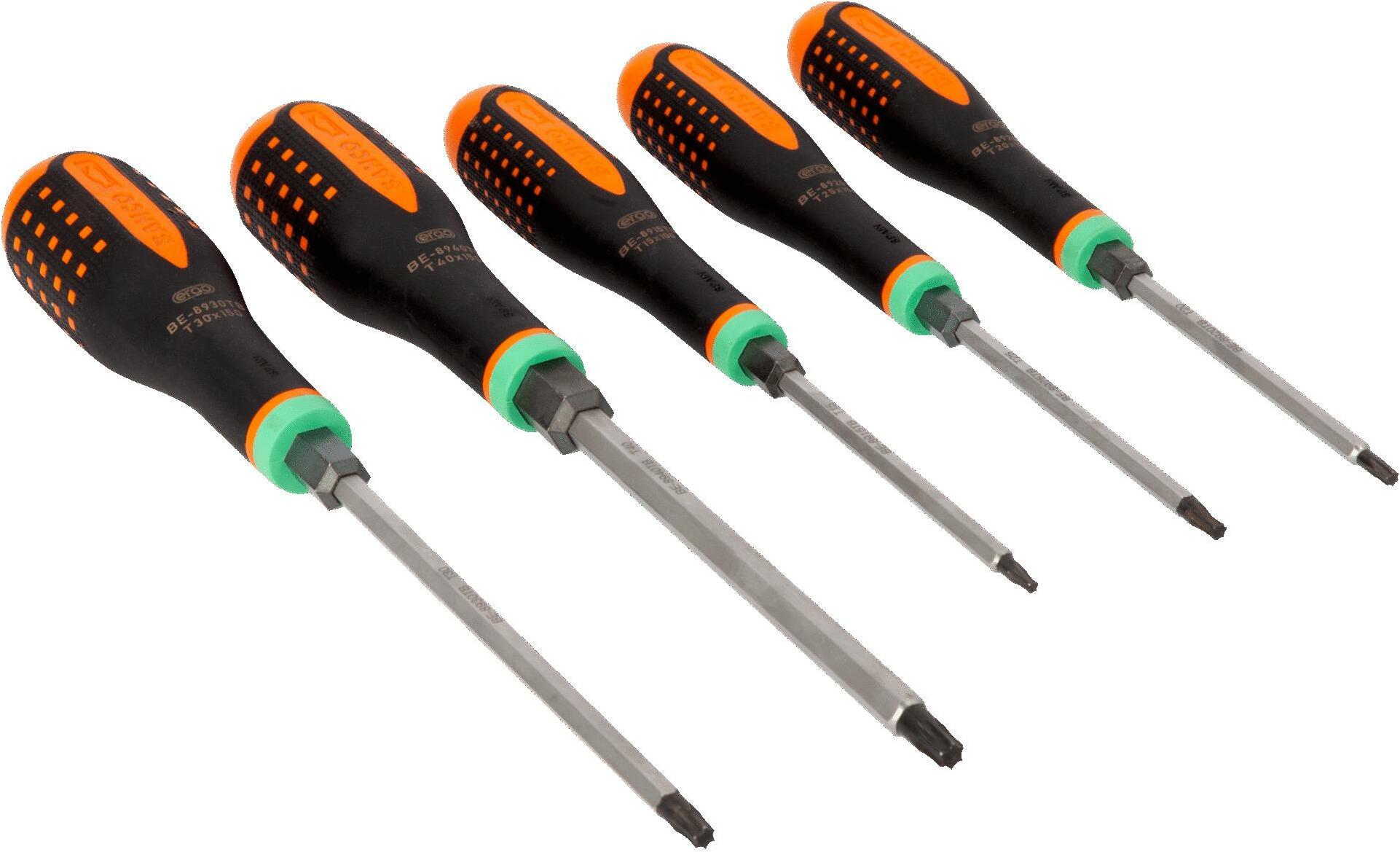 BAHCO BE-9885TB ERGO screwdriver set with three-component handle,continuous blade, power handle ...