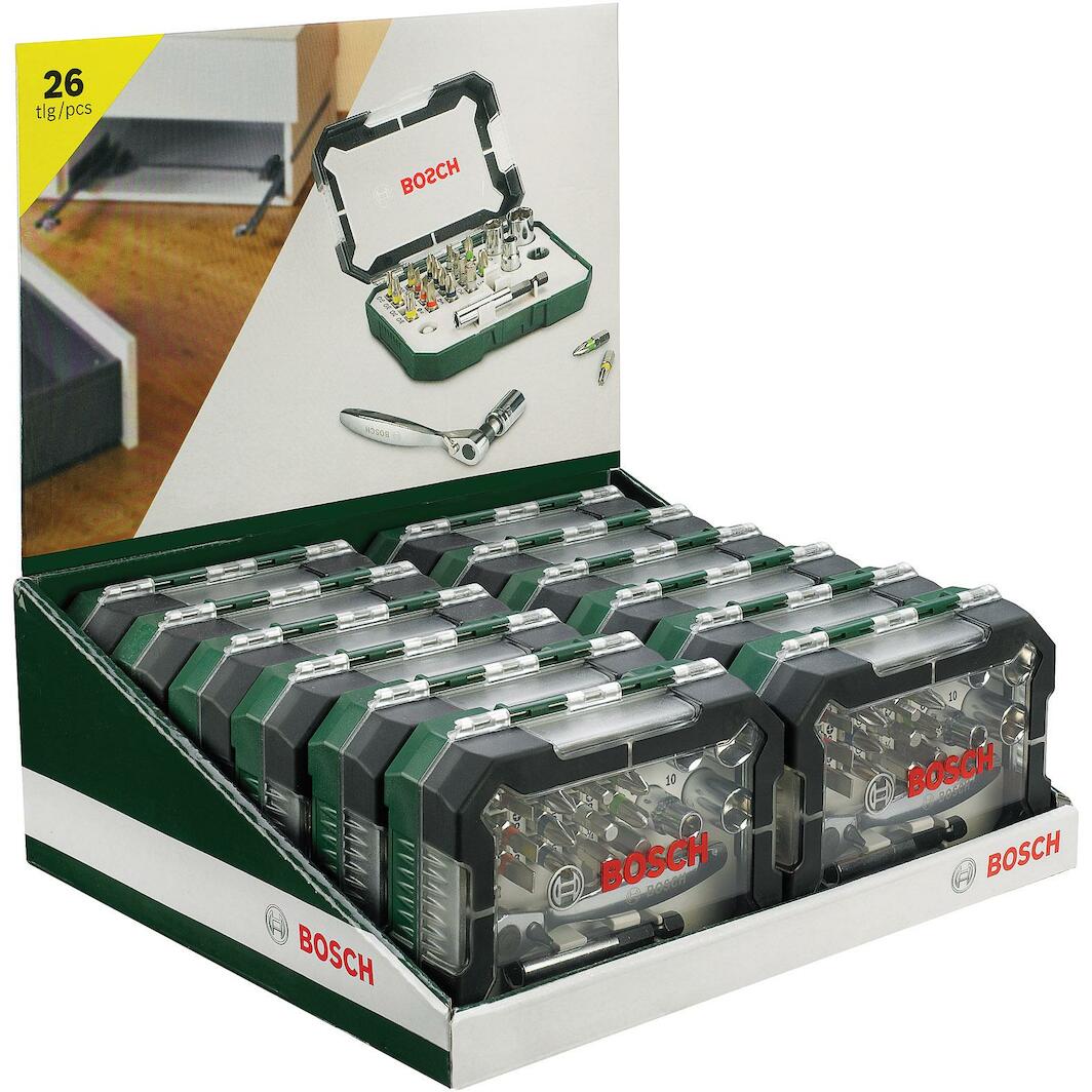 BOSCH 2607017322 colour-coded screwdriver bit and ratchet set 26-piece