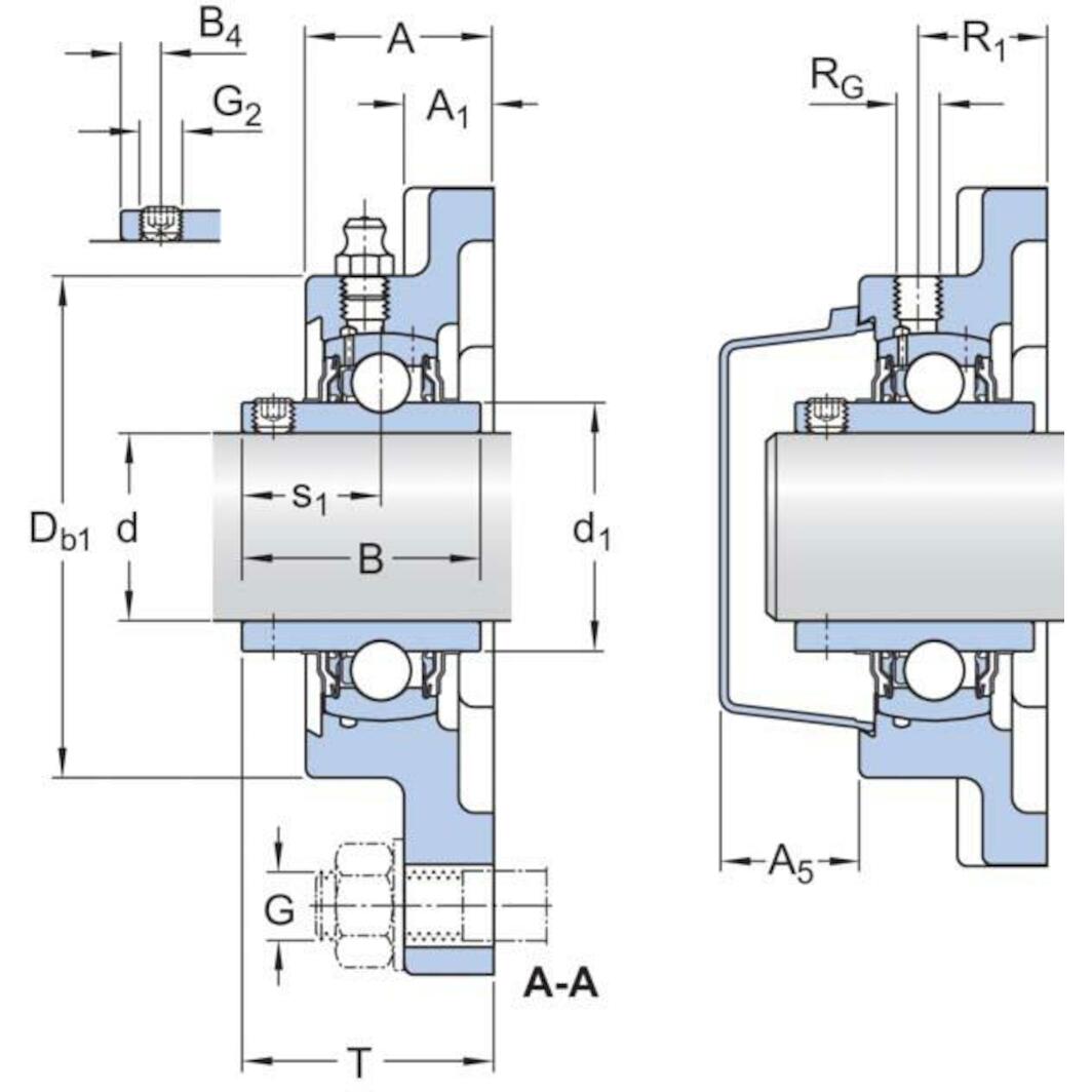 SKF UCF 205/H ball bearing unit with square flange and locking with set ...