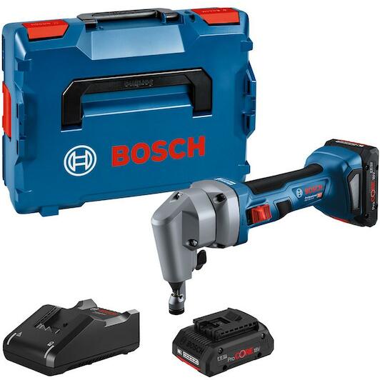BOSCH GNA 18V 16 E cordless tab shears in L Boxx 136 2x 4.0Ah battery charger 0601529601 Klium