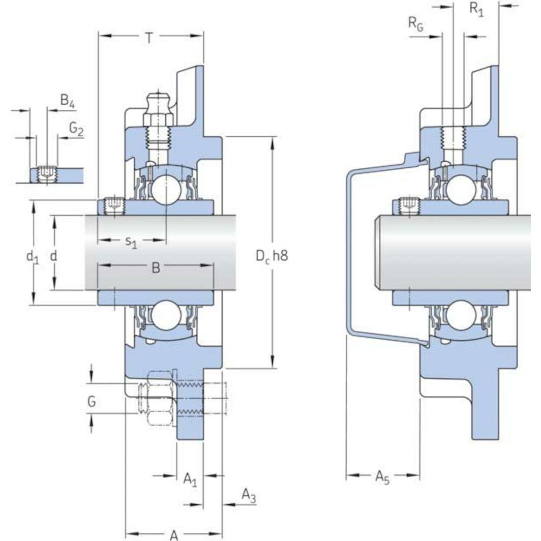 SKF UCFC 207/H ball bearing unit with round flange, widened inner ring and locking with set ...