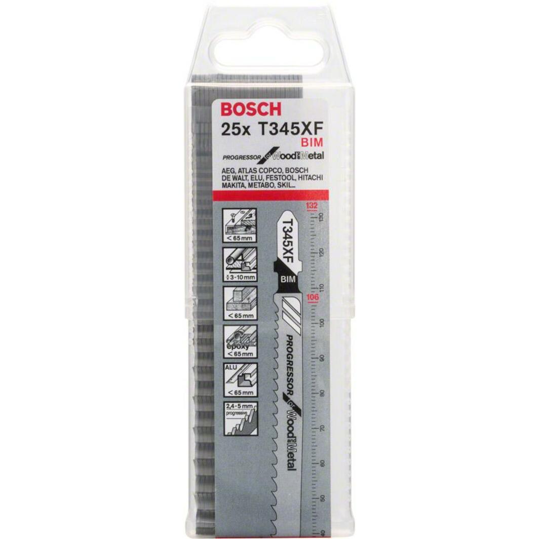 BOSCH 2608634995 jigsaw blade T 345 XF Progressor for Wood and Metal (25 pack) | Klium