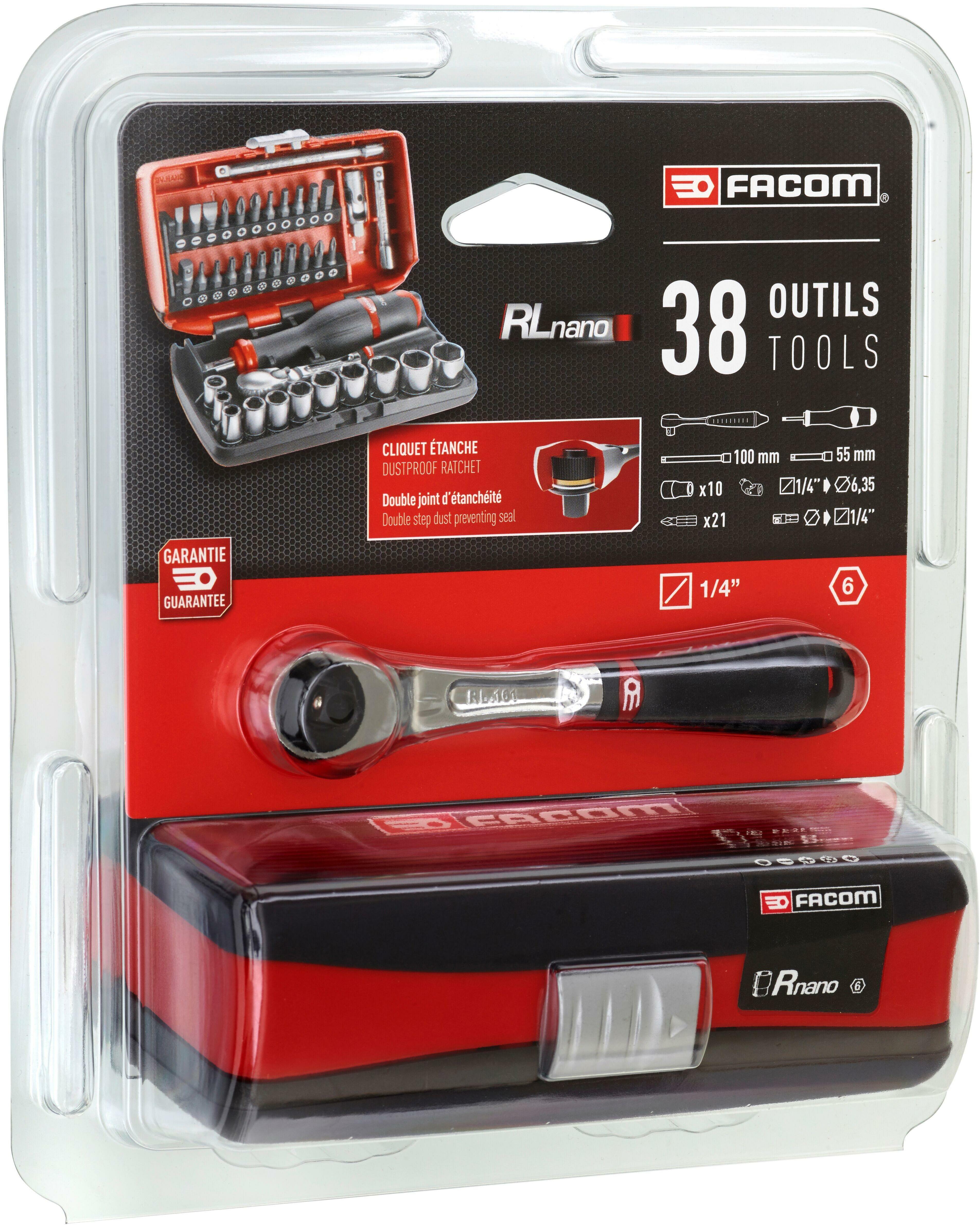 FACOM RL.NANO1PB socket set 1/4 6-sided metric in case | Klium