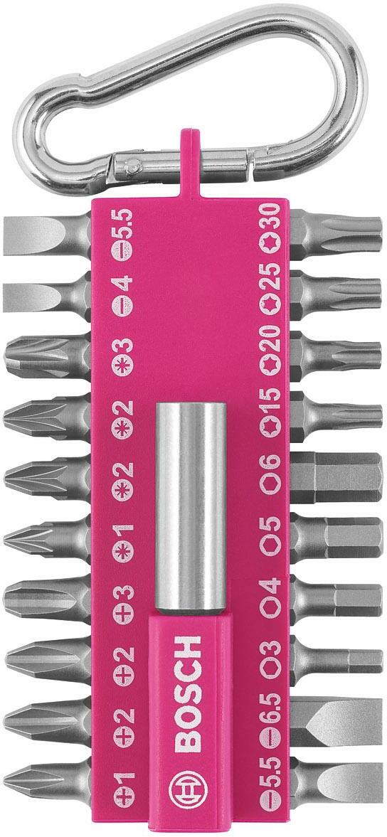 BOSCH 2607002821 screwdriver bit set fuchsia with snaphook 25mm 21 ...
