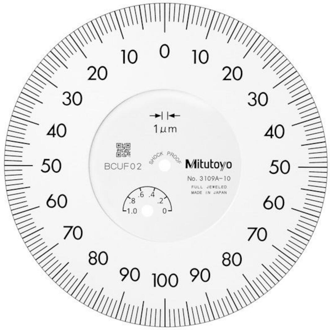 MITUTOYO 3109AB-10 dial gauge with flat back, ISO version, precious ...