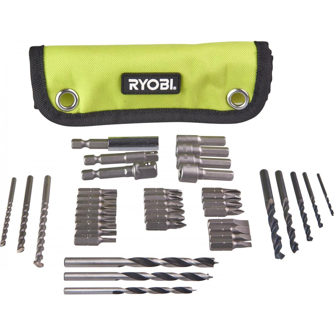 RYOBI RAK40RM mixed drill and screw bit set in roll-mat 40-piece ...