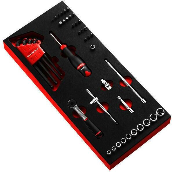 FACOM MODM.R161-36PB 6-sided metric socket set foam module 1/4 46-piece ...