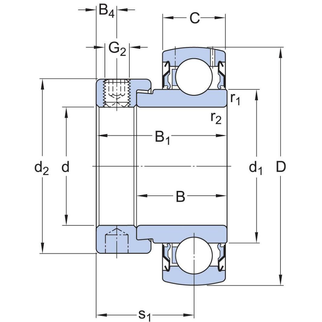 SKF YET 212 Y insert bearing cylindrical with eccentric ring for metric ...