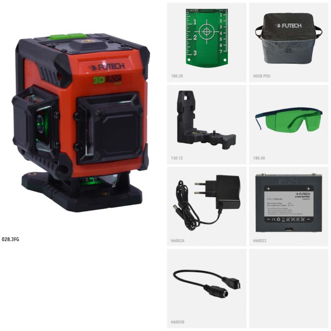 FUTECH MULTICROSS 3D FLOOR small 3D cross line laser green - 028.3FG ...