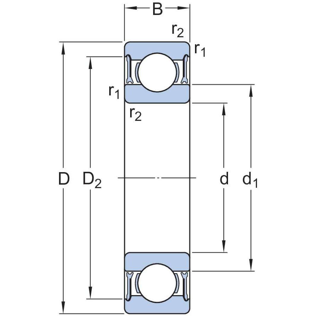 SKF 61916-2RZ grooved ball bearing with seal on both sides 80 mm | Klium