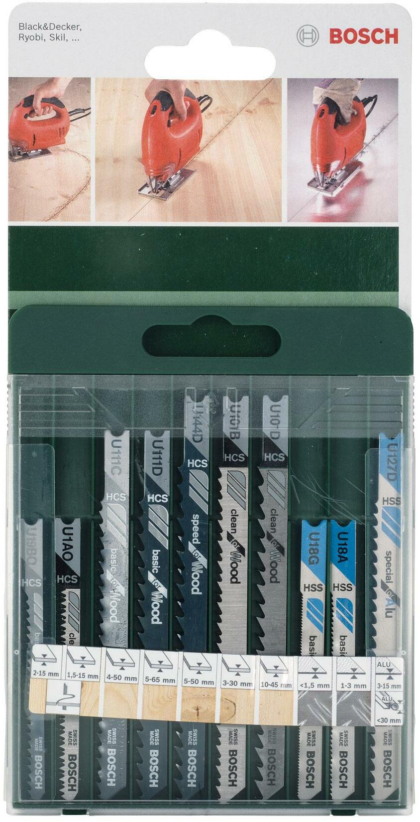 BOSCH 2609256775 jigsaw blade set with U-shank 10-piece | Klium