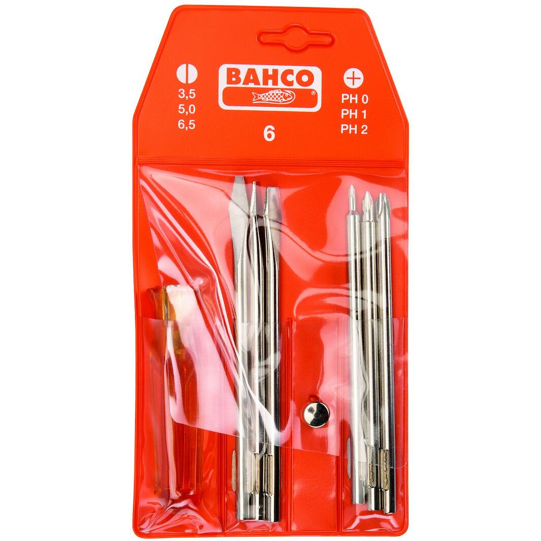 BAHCO 6 screwdriver set with reversible blade, slotted, Phillips 6 ...