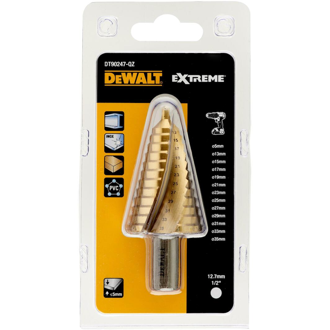 DEWALT DT90247-QZ metal step drill bit titanium 5-35mm shank connection ...