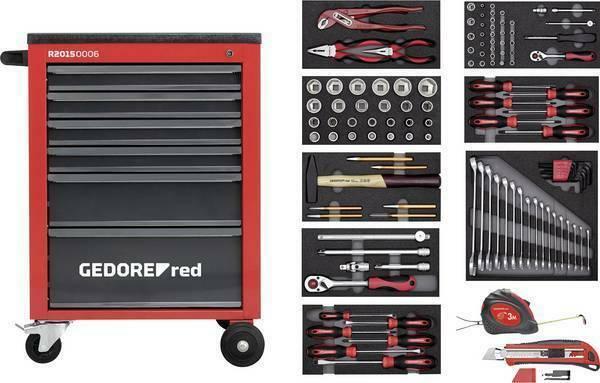 GEDORE RED R21560001 MECHANIC tool trolley red with 6 drawers (3 filled ...