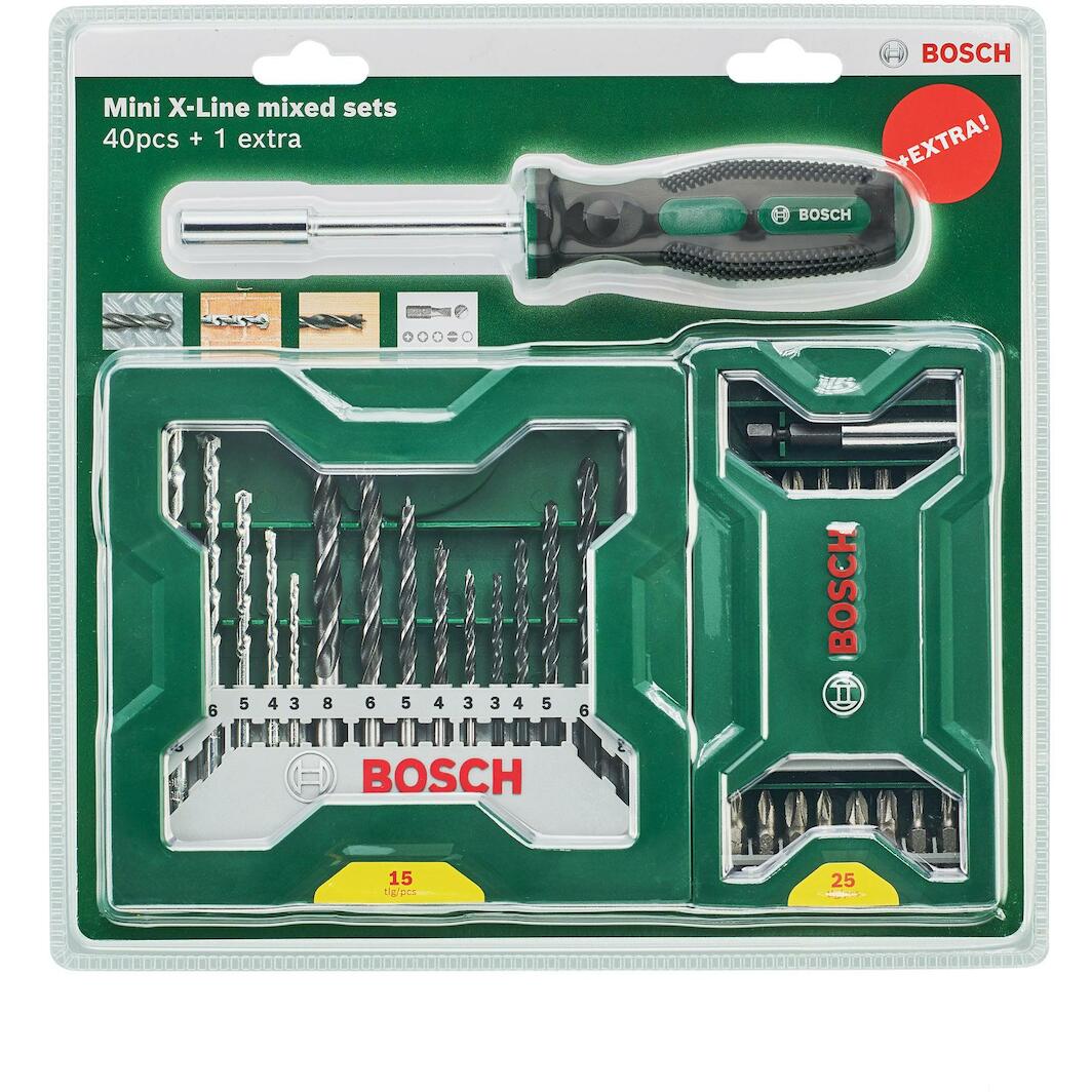BOSCH 2607017655 Mini X-Line bit and drill set 41-piece + hand ...