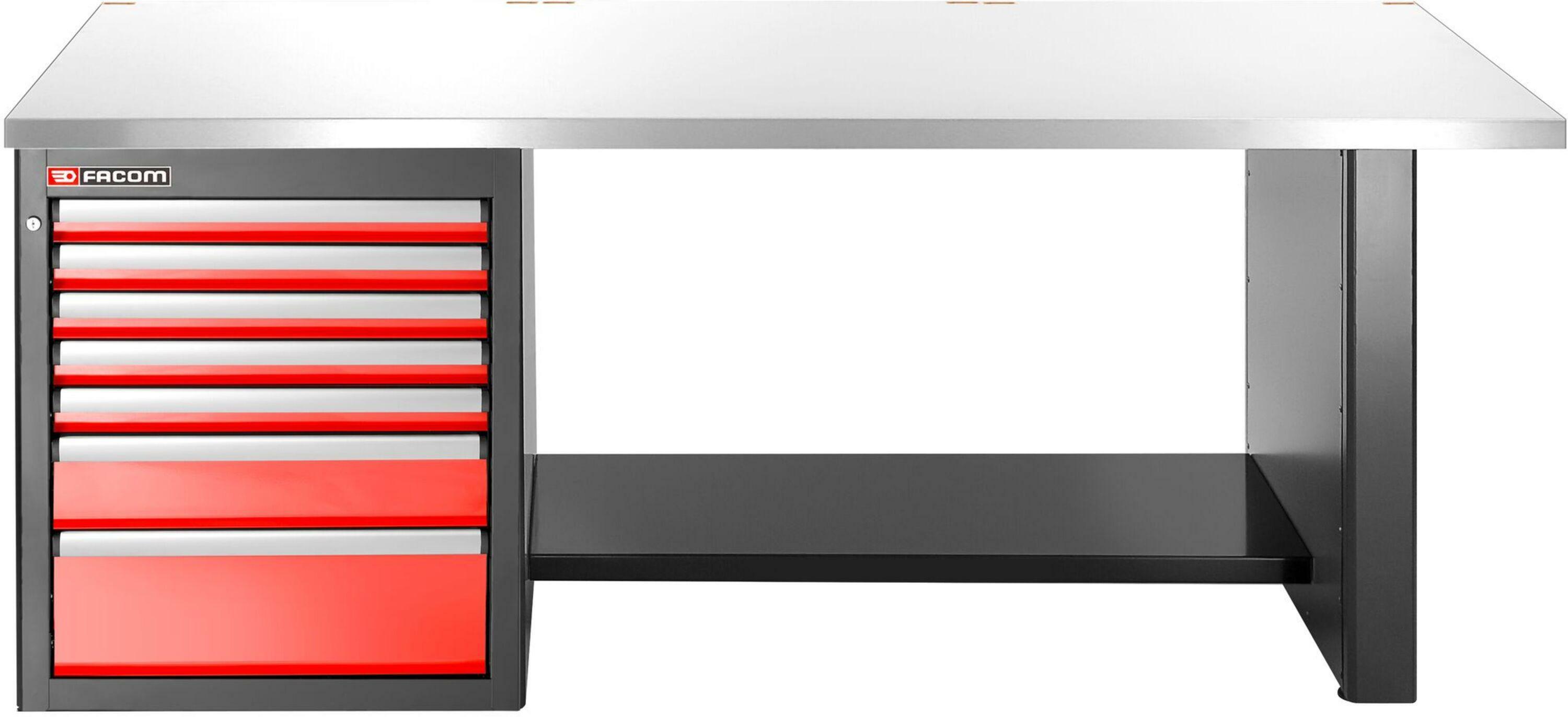 FACOM JLS3-2MS7DL workbench with 7 drawers, stainless steel top, low ...