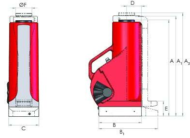 HI-FORCE JAH1230SR jack with mechanical locknut, 30 tonnes, stroke ...