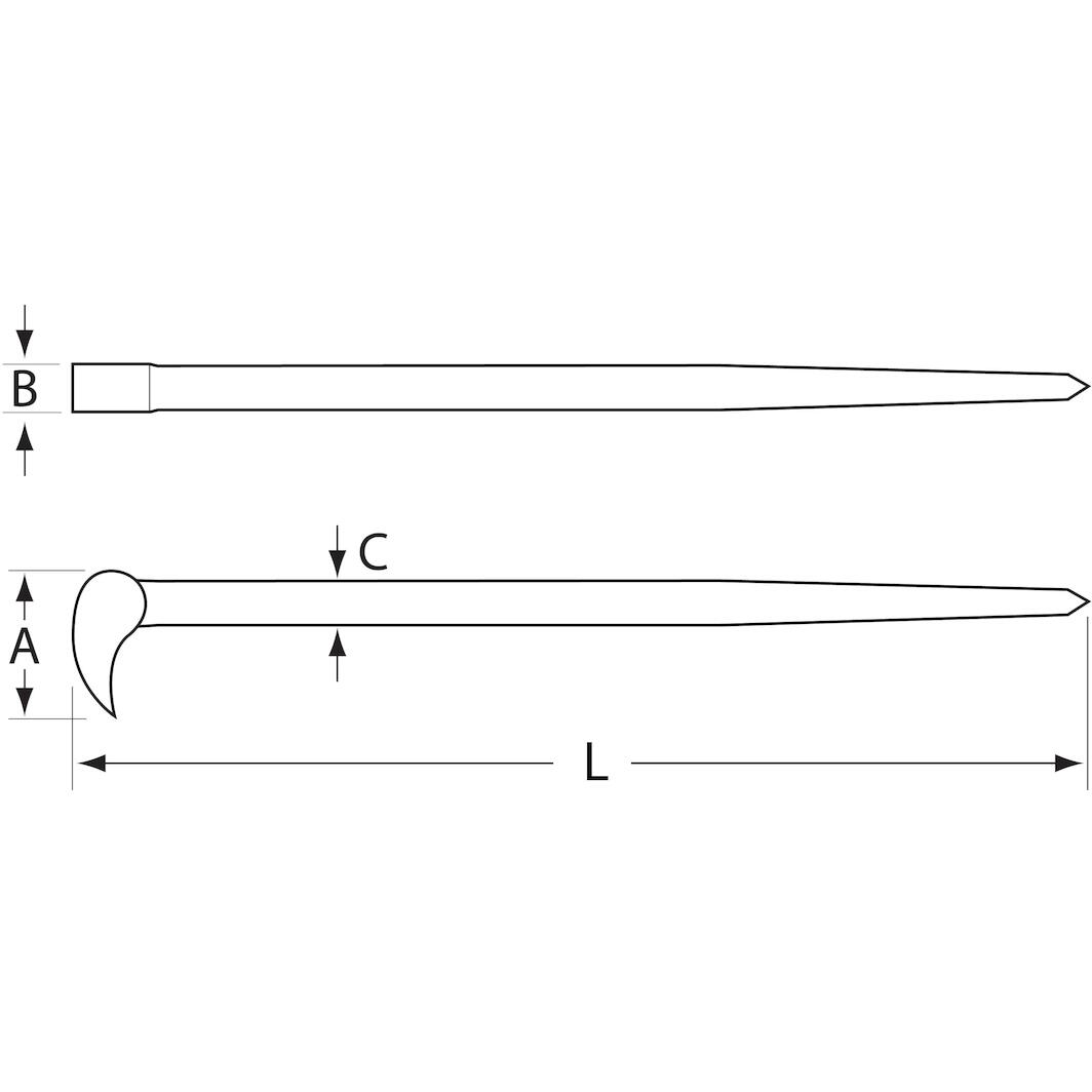 BAHCO 3681-20 crowbar phosphated, bent head, 508 mm | Klium