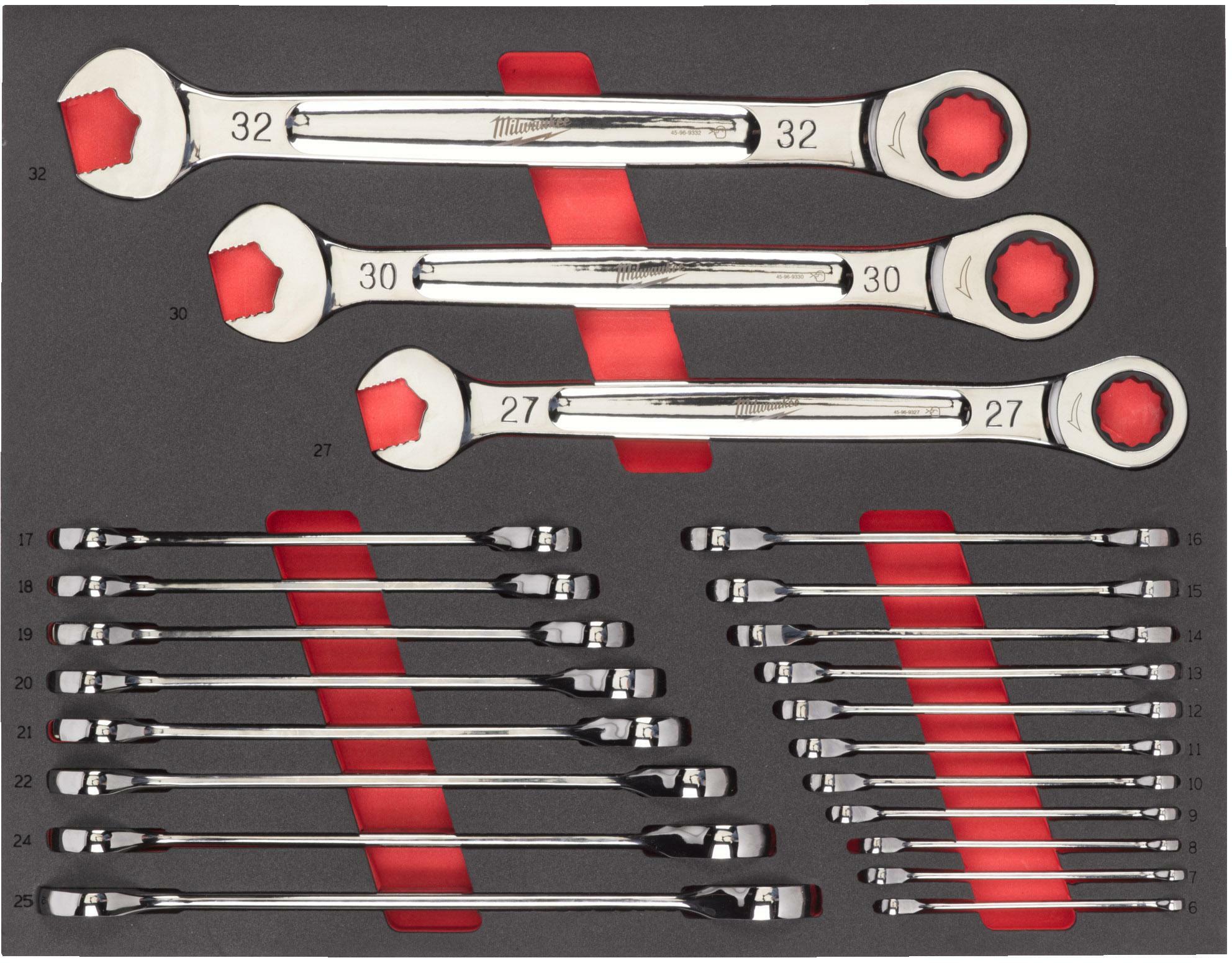MILWAUKEE 4932493248 MAX BITE ratcheting combination wrench set in foam ...