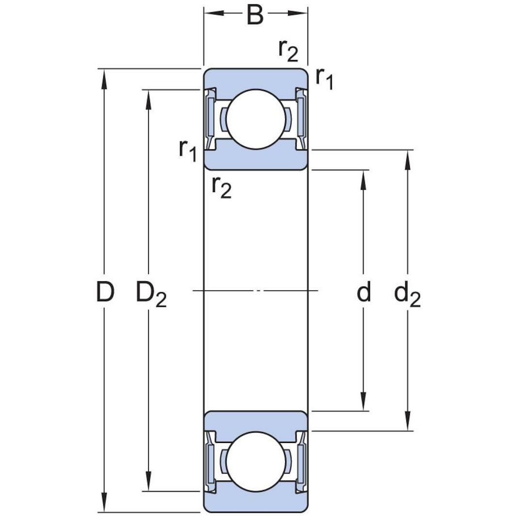 SKF 61824-2RS1 single-row groove ball bearing cylindrical 120x150x16 mm | Klium