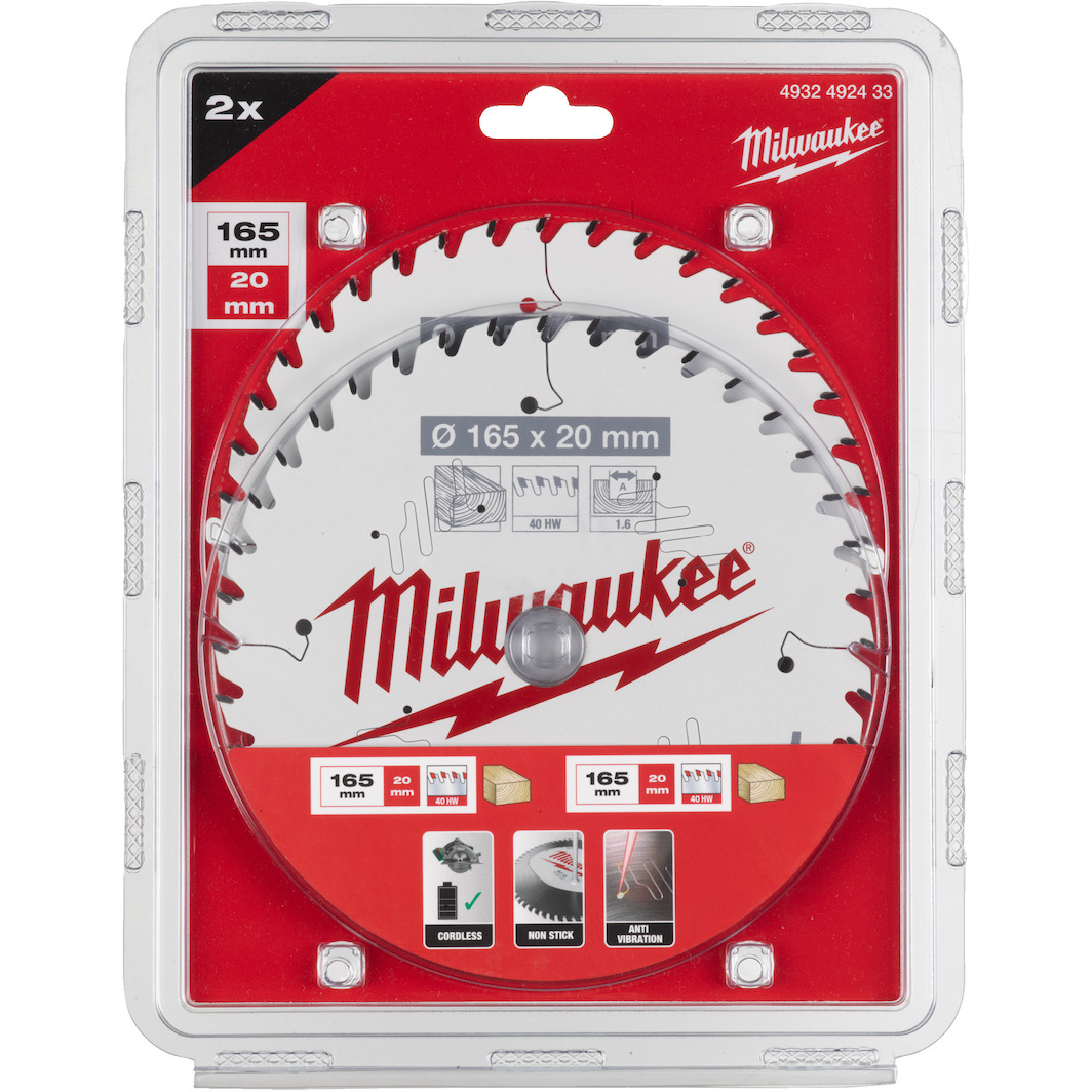 MILWAUKEE 4932492433 circular saw blade 165 x 20 mm, 40T (2 pcs) | Klium