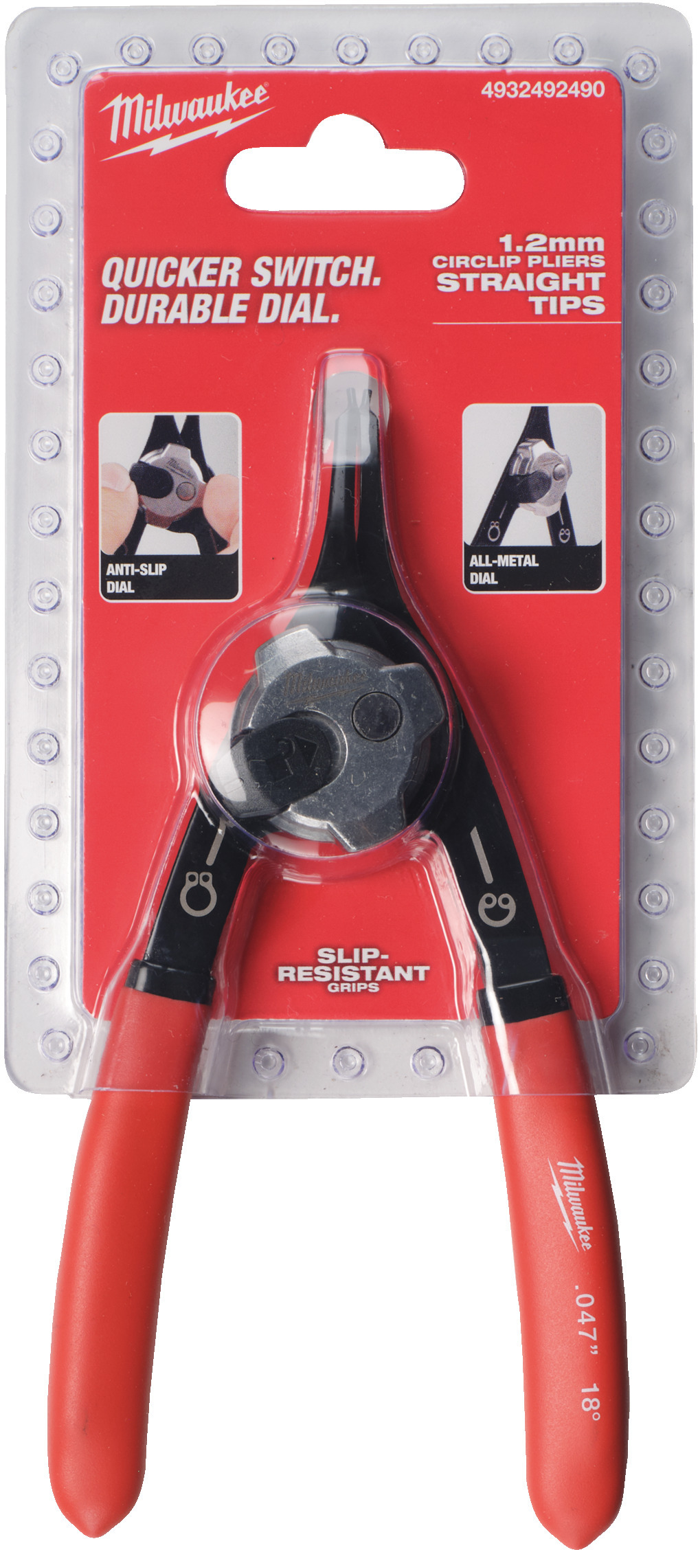 MILWAUKEE 4932492490 medium-sized circlip pliers straight - 1.2 mm tip ...