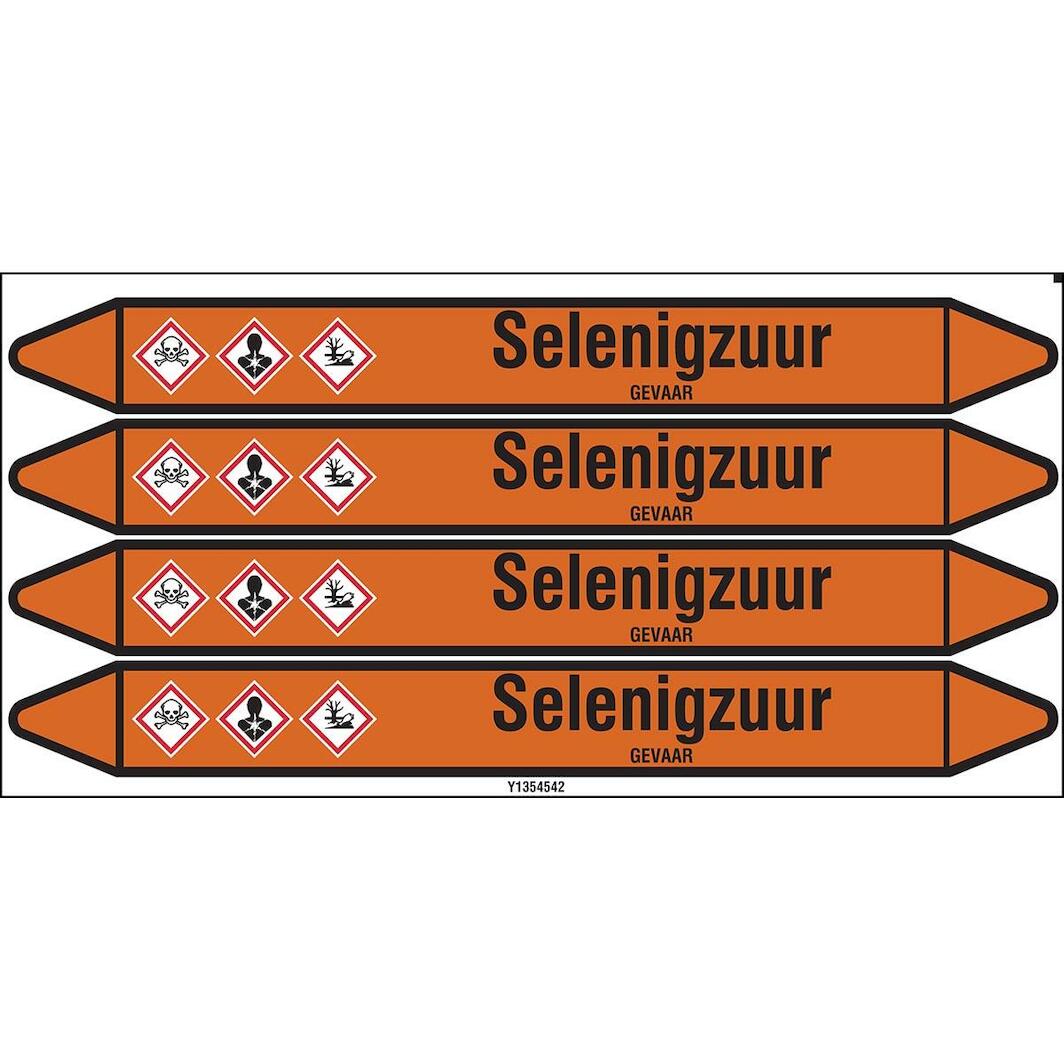 BRADY N006551 pipe marker for selenic acid, with perforated arrows ...