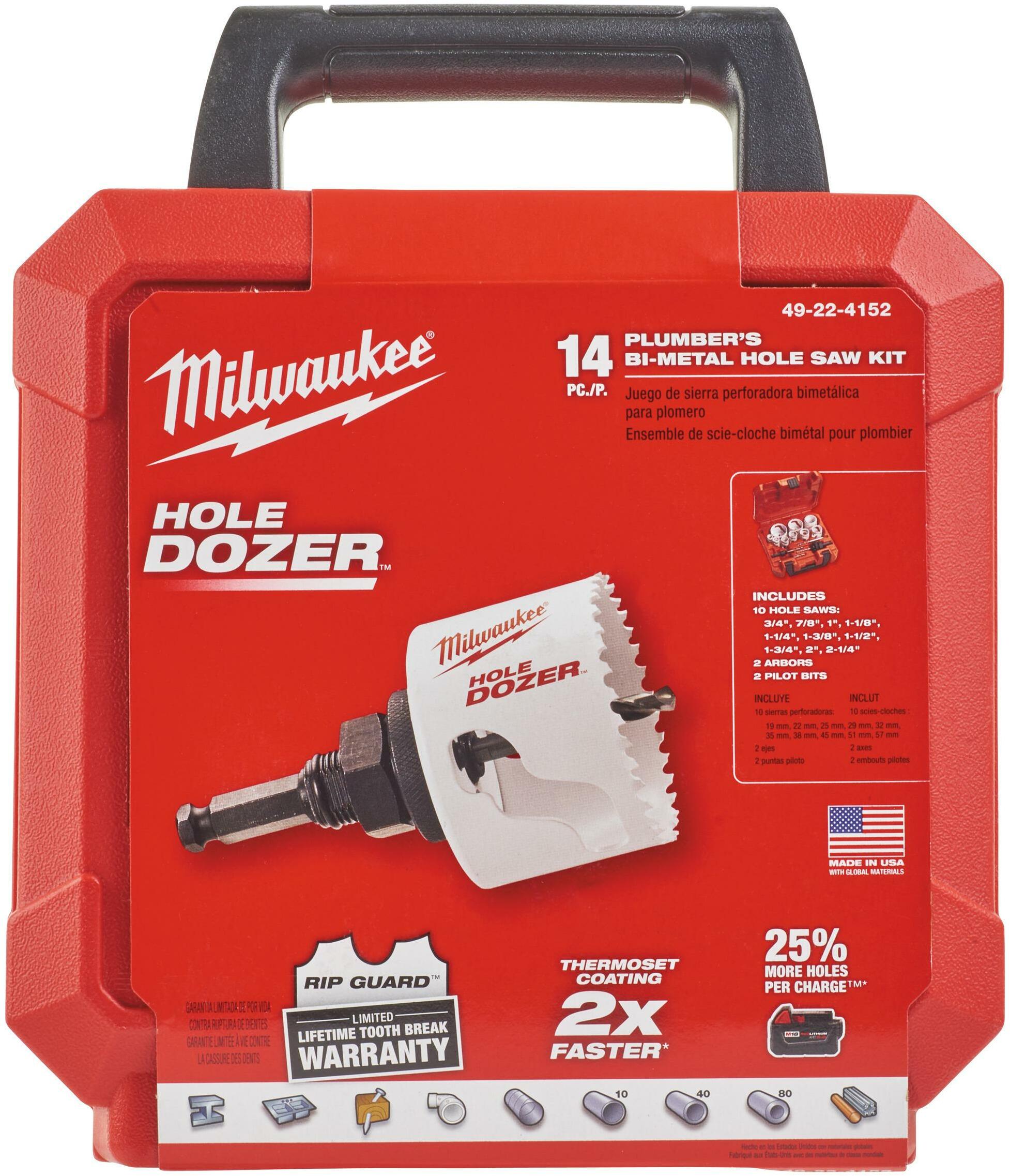 MILWAUKEE 49224152 bi-metal hole saw set hole dozer 14-piece | Klium
