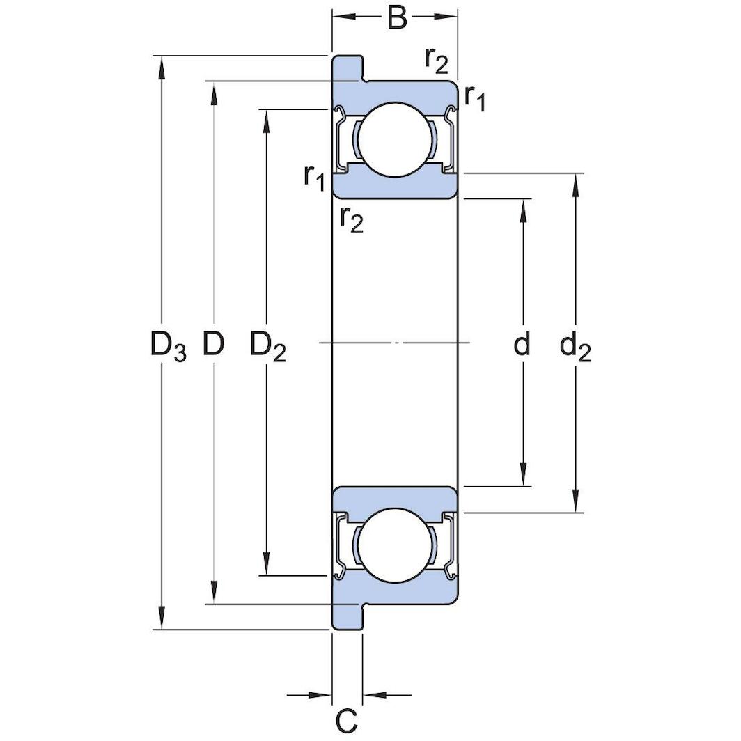 SKF W 628/6 R-2Z single-row groove ball bearing cylindrical 6x13x5 mm ...