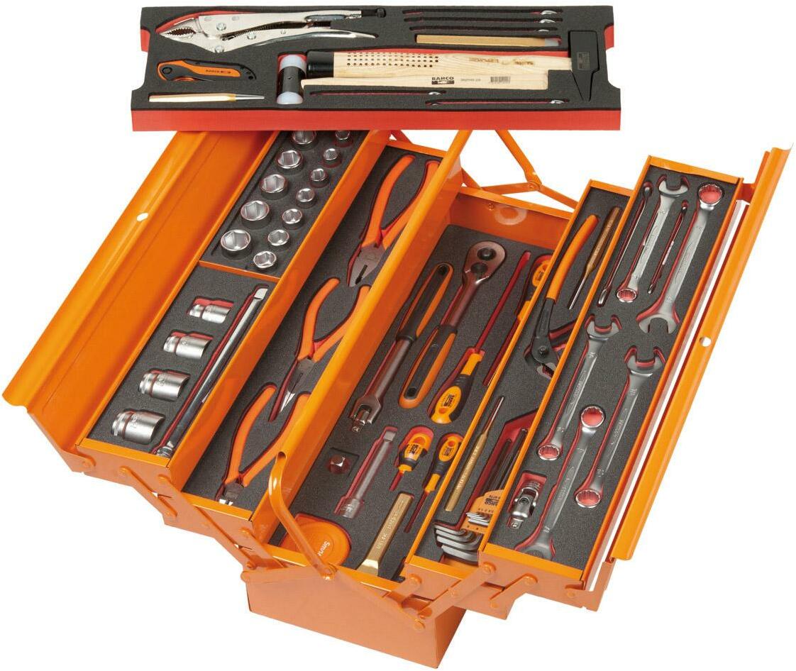 BAHCO 3149-ORFF1 tool box metal with 5 compartments, foaminlays, orange ...