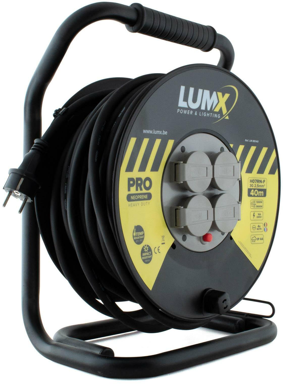 LUMX LM 85140 cable reel professional 40 m 220-250V 16 A 2P+A BE/FR ...