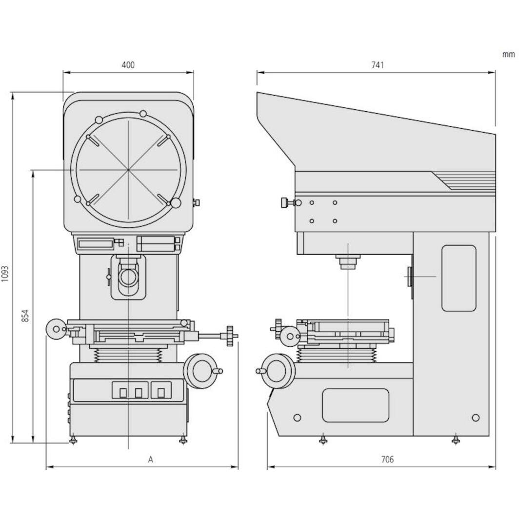 MITUTOYO PJ-A3010F-100 measuring projector with XY axis 100 x 100 mm ...