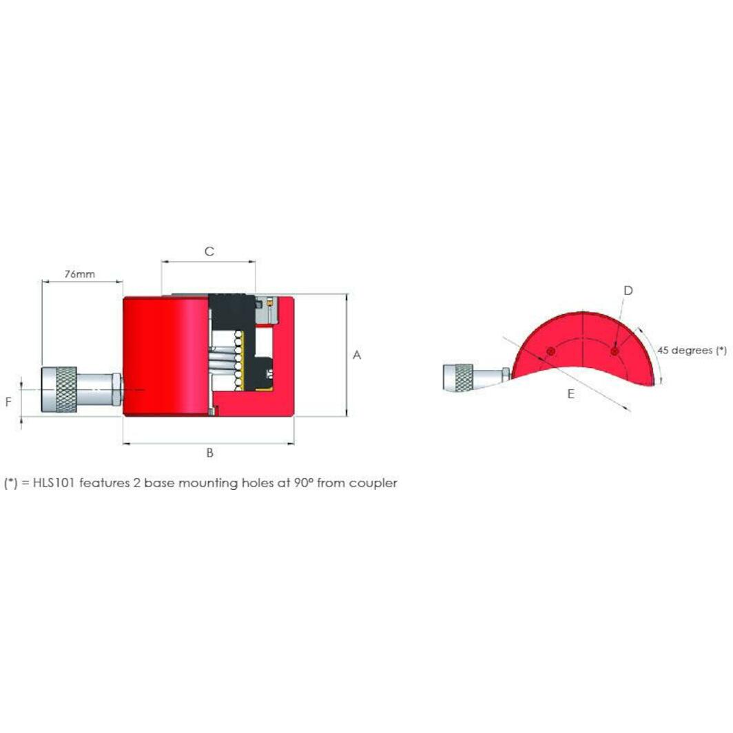 HI-FORCE HLS502 hydraulic single-acting low-height cylinder, 50 tonnes ...