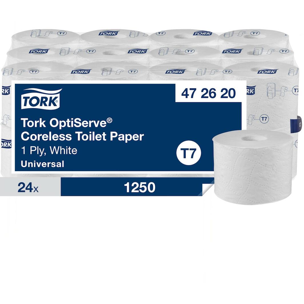 TORK 472620 OptiServe tubeless toilet paper white, T7 | Klium