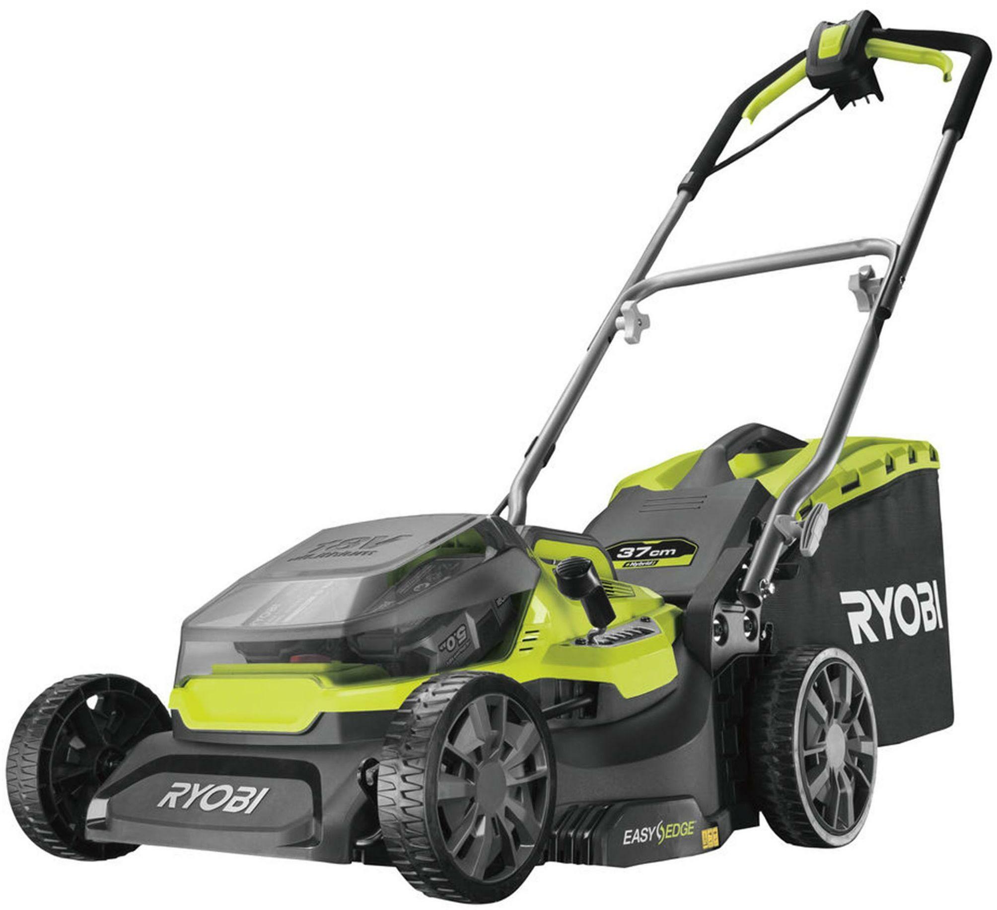 RYOBI RY18LMH37A-225 18V ONE+ Hybrid cordless lawnmower 37cm (2x 2.5Ah ...