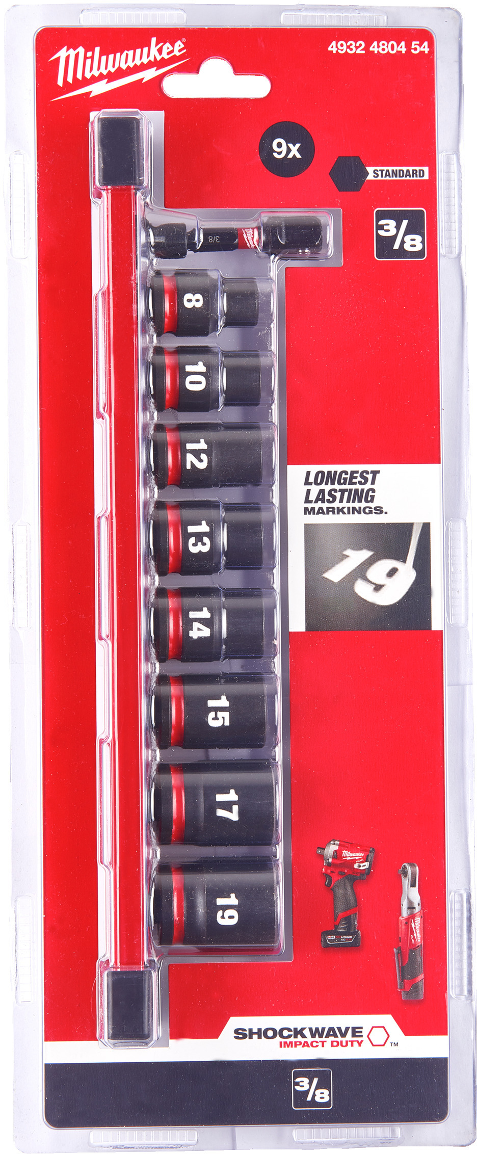 MILWAUKEE 4932480454 SHOCKWAVE IMPACT DUTY standard impact socket set ...