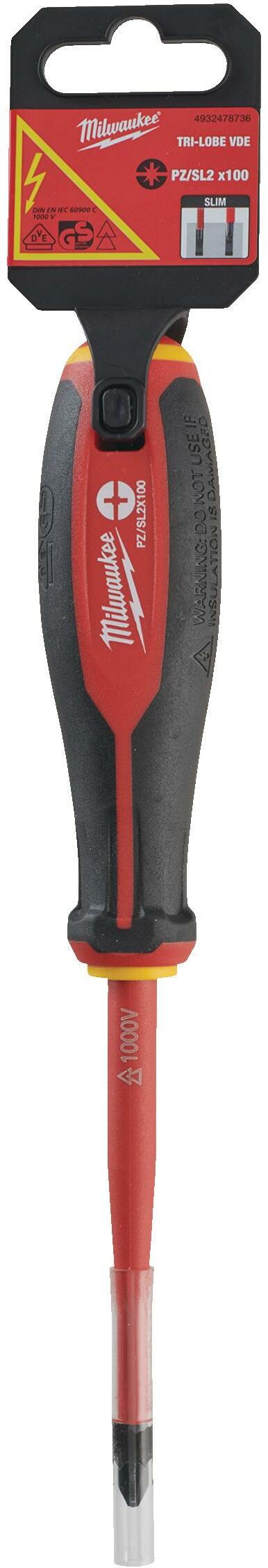MILWAUKEE 4932478736 Tri-Lobe VDE screwdriver PZ/ SL2 X100 | Klium