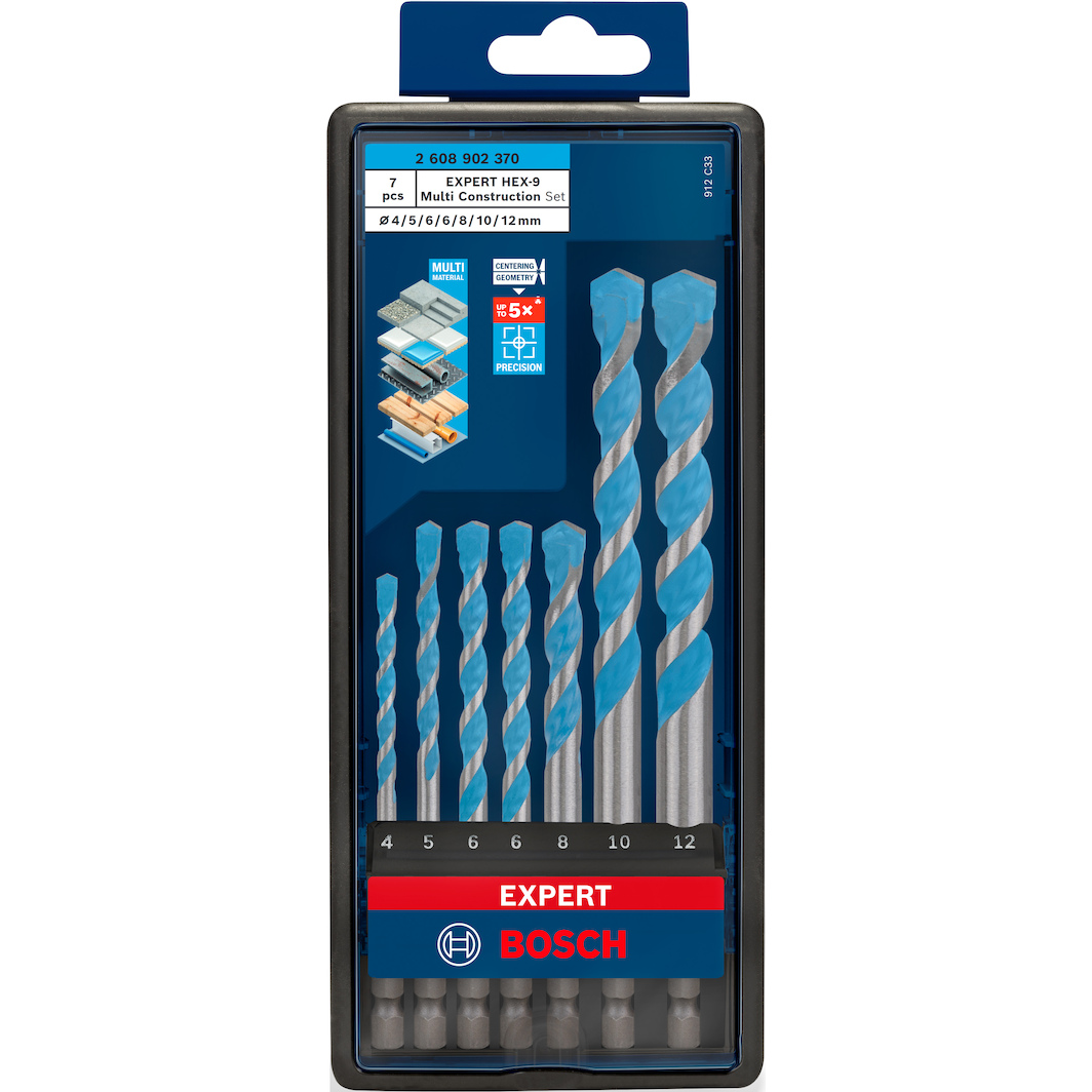 BOSCH 2608902370 EXPERT HEX-9 MultiConstruction universal drill bit set ...