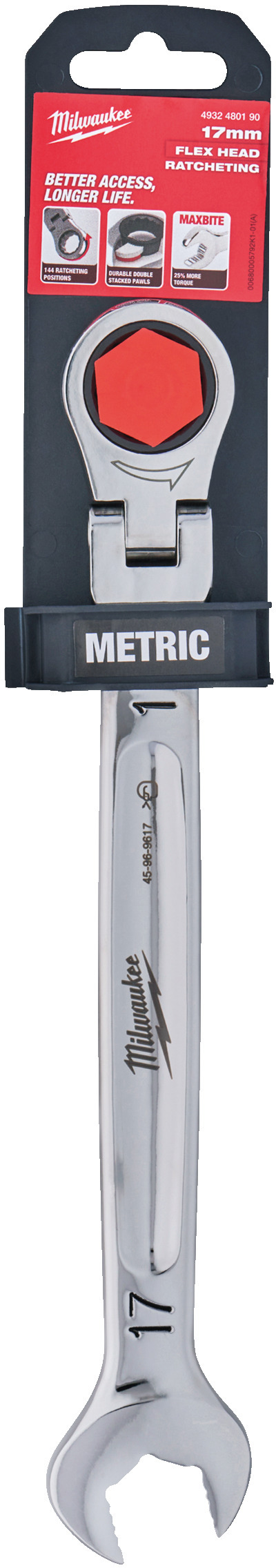 MILWAUKEE 4932480190 Max Bite flex ratchet spanner 17 mm | Klium